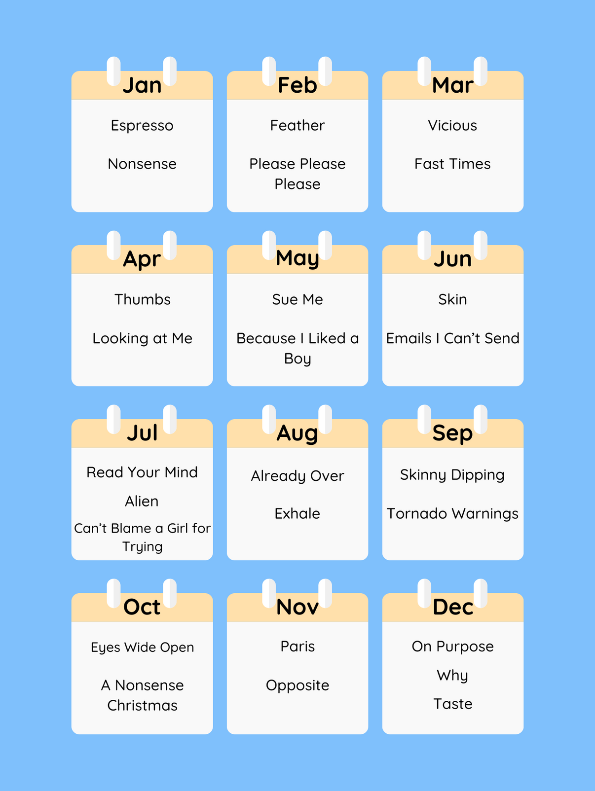Sabrina Carpenter Piano Calendar 2025 – MyMiniMelody